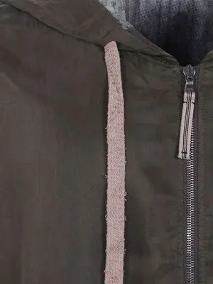 ZIGGY CHEN Cupro Cotton Hooded Windbreaker Jacket With Pouch Pocket