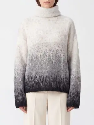 Liu Jo Abstract Pattern Relaxed Fit Wool And Alpaca Blend Turtleneck Jumper - Grey