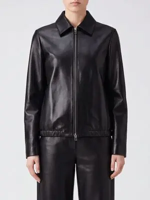 Khaite Cropped Lambskin Shirt-style Jacket With Zip Closure