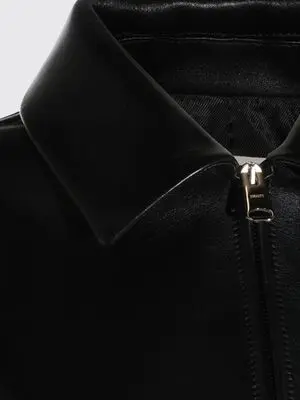 Khaite Cropped Lambskin Shirt-style Jacket With Zip Closure