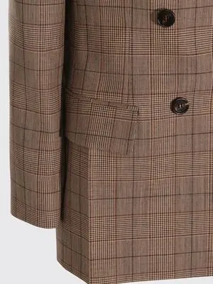 Chloé Prince Of Wales Double-breasted Blazer In Pure Wool