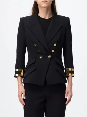 Elisabetta Franchi Slim Fit Double-breasted Blazer With Padded Shoulders - Black
