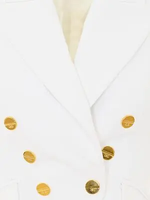 Elisabetta Franchi Slim Fit Double-breasted Blazer With Padded Shoulders - Ivory