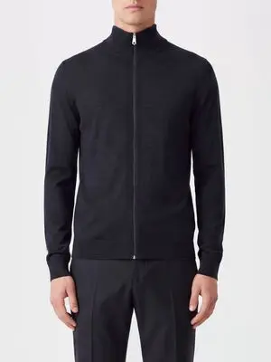 Paul Smith Slim Fit Merino Wool Zip-up Roll Neck Cardigan - Black