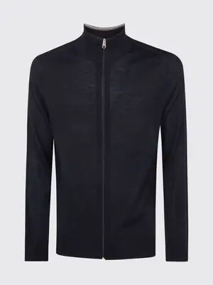 Paul Smith Slim Fit Merino Wool Zip-up Roll Neck Cardigan - Black