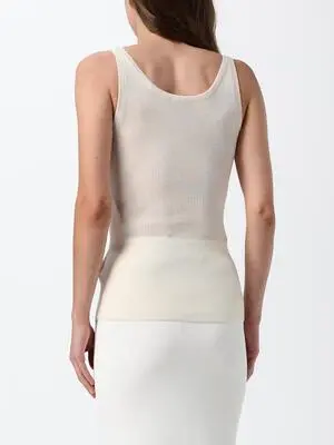 Elisabetta Franchi Slim Fit Wool Knit Top With Embroidered Logo - White