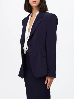 Elisabetta Franchi Cropped Single-breasted Blazer With Peak Lapels And Slim Fit - Blue