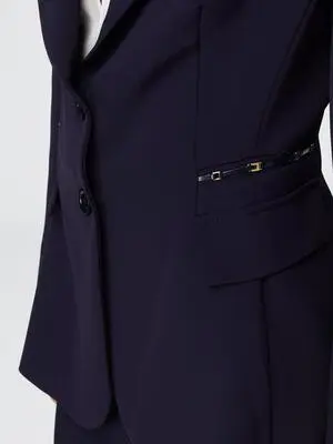 Elisabetta Franchi Cropped Single-breasted Blazer With Peak Lapels And Slim Fit - Blue