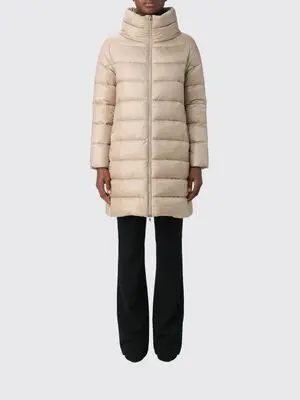 Herno Long Quilted Nylon Puffer Coat With High Neck And Down Padding - Beige