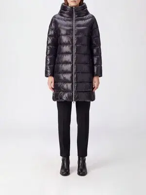 Herno Long Quilted Nylon Puffer Coat With High Neck And Down Padding - Black