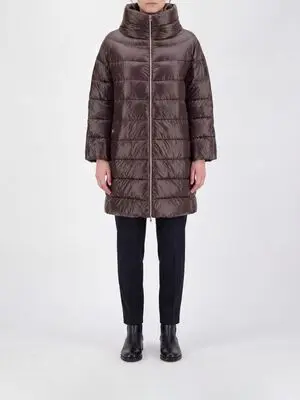 Herno Long Quilted Nylon Puffer Coat With High Neck And Down Padding - Brown
