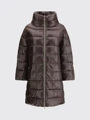 Herno Long Quilted Nylon Puffer Coat With High Neck And Down Padding - Brown