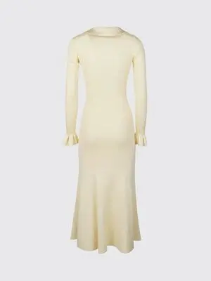 SELF-PORTRAIT Slim Fit Knit Midi Dress With Jewelled Buttons And Shawl Collar