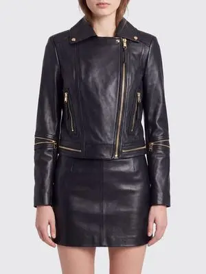 Elisabetta Franchi Slim-fit Leather Biker Jacket With Asymmetrical Zip - Black