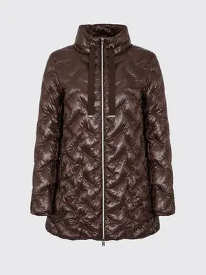 Herno Slim Fit Long Quilted Nylon Puffer Coat With High Neck And Zip - Brown