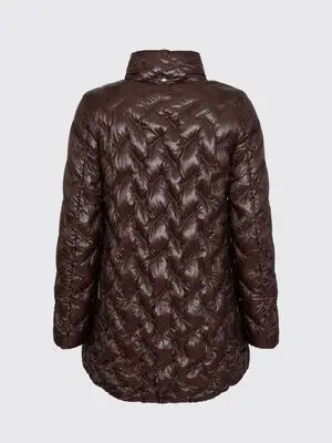 Herno Slim Fit Long Quilted Nylon Puffer Coat With High Neck And Zip - Brown