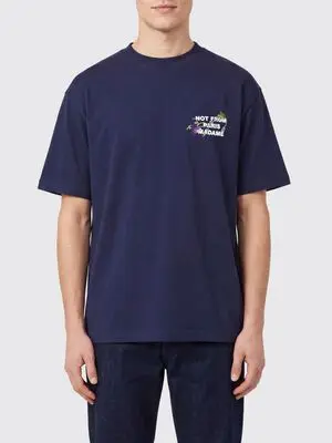 Drole De Monsieur Slogan Print Cotton T-shirt With Dropped Shoulders - Blue