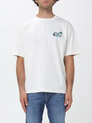 Drole De Monsieur Slogan Print Cotton T-shirt With Dropped Shoulders - White