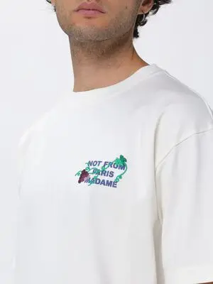 Drole De Monsieur Slogan Print Cotton T-shirt With Dropped Shoulders - White