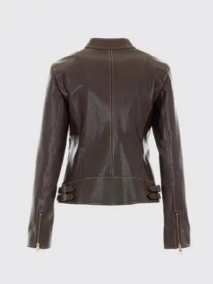 Liu Jo Faux Leather Biker Jacket With High Collar