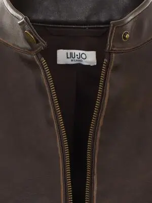Liu Jo Faux Leather Biker Jacket With High Collar