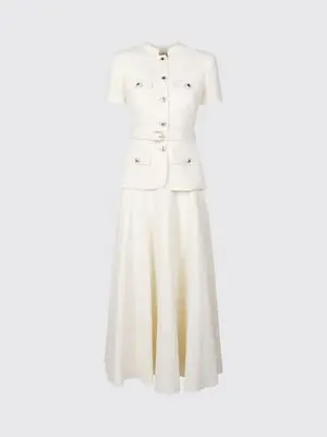 SELF-PORTRAIT Midi Chemisier Dress In Crêpe With Mandarin Collar And Bow
