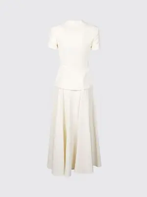 SELF-PORTRAIT Midi Chemisier Dress In Crêpe With Mandarin Collar And Bow