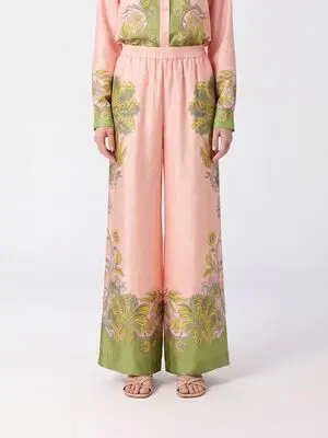 La DoubleJ High-waist Floral Silk Palazzo Trousers