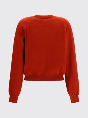 FERRAGAMO Merino Wool Crewneck Sweater With Cut-out Detail And Tie - Brick Red