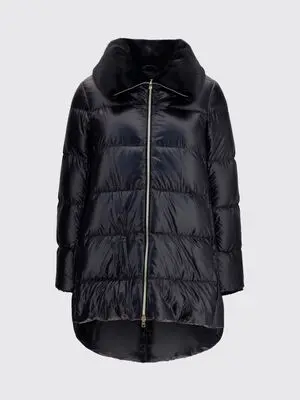 Herno Water-repellent Quilted Nylon Short Down Jacket With Fur Collar - Black
