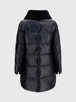 Herno Water-repellent Quilted Nylon Short Down Jacket With Fur Collar - Black