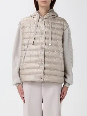 Herno Short Waterproof Nylon Down Jacket With Hood And Ribbed Cuffs - Cream