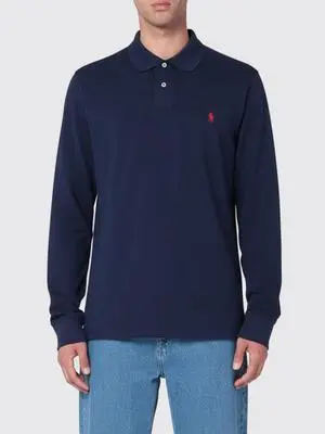Polo Ralph Lauren Long-sleeved Slim Fit Cotton Polo Shirt - Blue