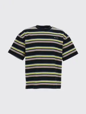 Marni Relaxed Fit Striped Cotton T-shirt With Contrast Logo