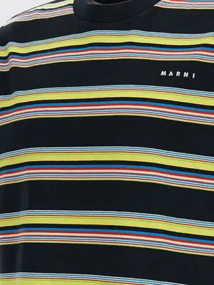Marni Relaxed Fit Striped Cotton T-shirt With Contrast Logo