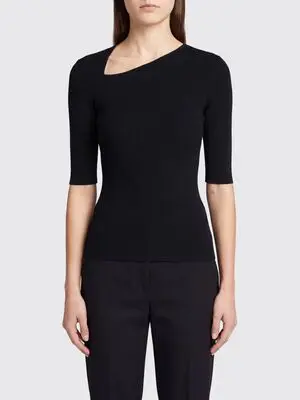 MAISON MARGIELA Ribbed Knit Asymmetrical Top - Black