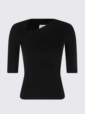 MAISON MARGIELA Ribbed Knit Asymmetrical Top - Black