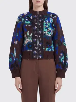 Sacai Wool Bomber Jacket With Balloon Sleeves And Floral Embroidery