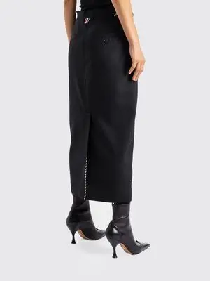 Thom Browne High-waisted Wool Pencil Skirt With A Midi Length And Back Slit