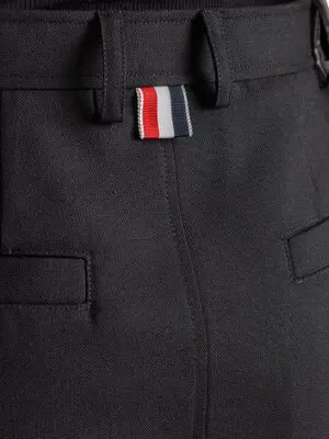 Thom Browne High-waisted Wool Pencil Skirt With A Midi Length And Back Slit