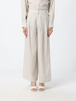 ELEH High-waisted Striped Linen-blend Palazzo Trousers