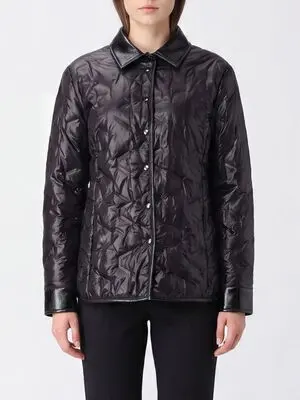 Pinko Quilted Nylon Shirt-style Down Jacket With Dropped Shoulders - Black