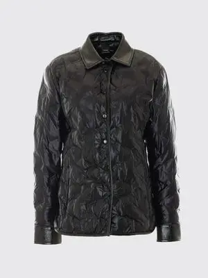 Pinko Quilted Nylon Shirt-style Down Jacket With Dropped Shoulders - Black