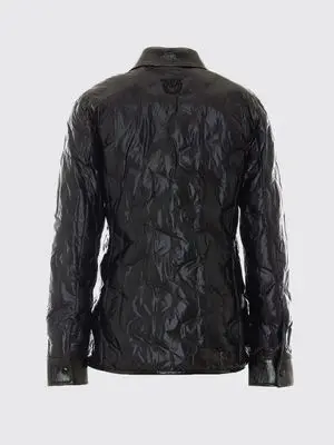 Pinko Quilted Nylon Shirt-style Down Jacket With Dropped Shoulders - Black