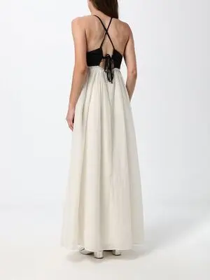 ELEH Abstract Print Cotton Muslin Maxi Dress With Halter Neck And Thin Straps