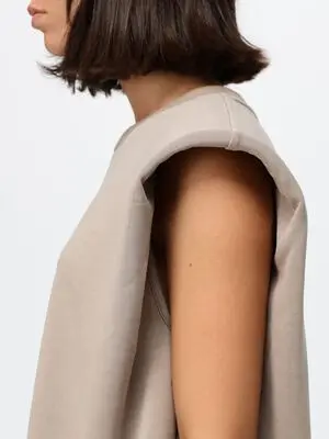 ELEH Sleeveless Viscose Blend Top With Padded Shoulders And Crew Neck