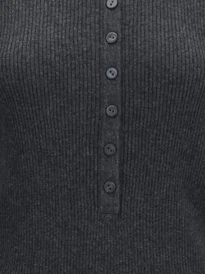 LISA YANG Ribbed Henley Sweater