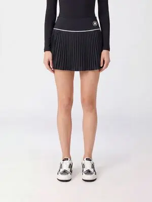 Amiri Pleated Jersey Mini Skirt With Embroidered Monogram