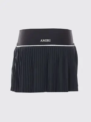 Amiri Pleated Jersey Mini Skirt With Embroidered Monogram