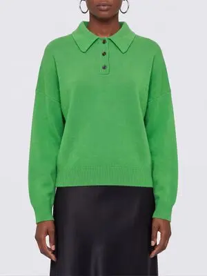 LISA YANG Pure Cashmere Relaxed Fit Long Sleeve Knitted Polo - Forest Green